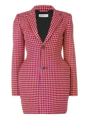 Balenciaga 3d Houndstooth Jacket - Red