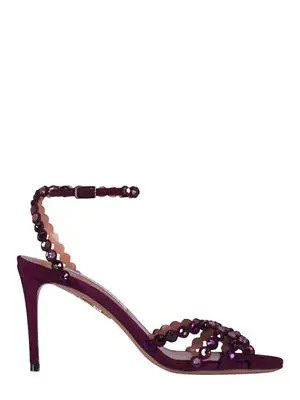 AQUAZZURA 90mm Embellished Scalloped-Edges Heeled Sandals Red