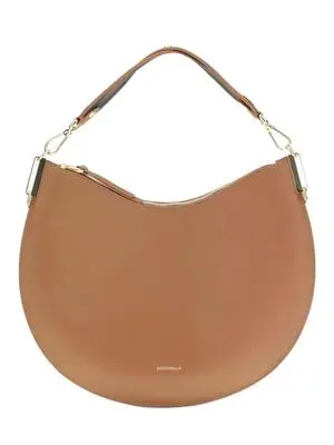 COCCINELLE Large Sunup Half-Moon Calfskin Shoulder Bag Brown
