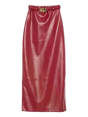 ROWEN ROSE Belted Midi Skirt - Red