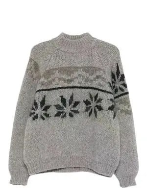 MAGLIANO Floral-pattern Mock-neck Sweater - Grey