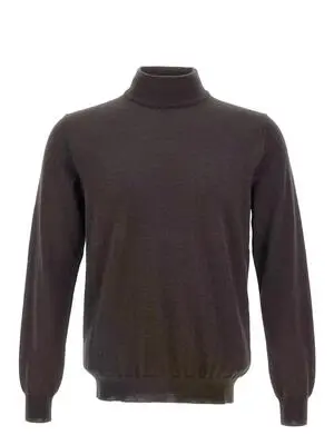KANGRA Turtleneck Ribbed-Cuff Sweater Brown