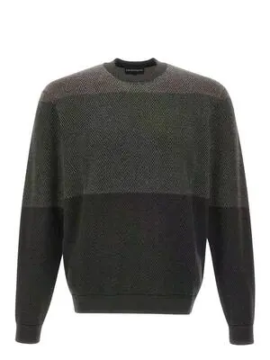 Emporio Armani Diamond-pattern Wool Sweater - Grey