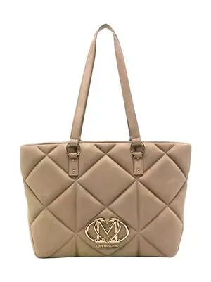 Moschino Quilted Logo Tote Bag - Neutrals