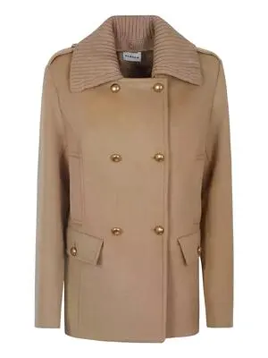 P.a.r.o.s.h Ribbed-collar Double-breasted Coat - Neutrals