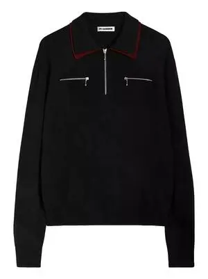JIL SANDER Wool Polo Shirt - Black