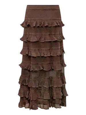 Zimmermann Tiered Ruffle Skirt - Brown