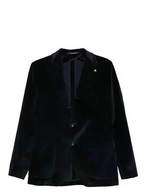 Tagliatore Velvet Patch-pocket Blazer - Blue