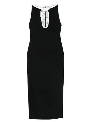 ROWEN ROSE Keyhole-neck Sleeveless Midi Dress - Black