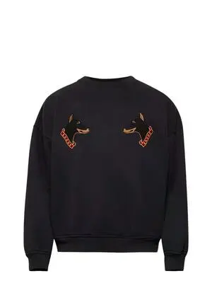 Rhude Dog-embroidered Crew-neck Sweatshirt - Black