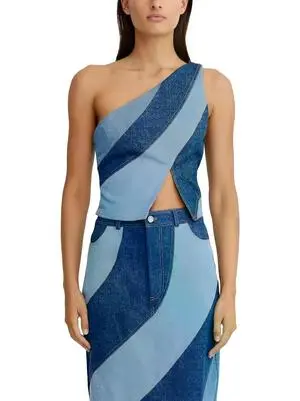SIGNIFICANT OTHER Diagonal-Paneled One-Shoulder Top