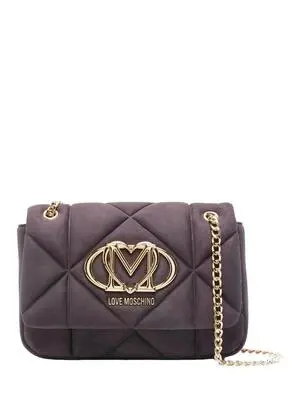 Moschino Quilted Shoulder Bag With Logo Plaque - Purple