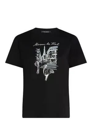 Karl Lagerfeld Paris Sketch-print T-shirt - Black