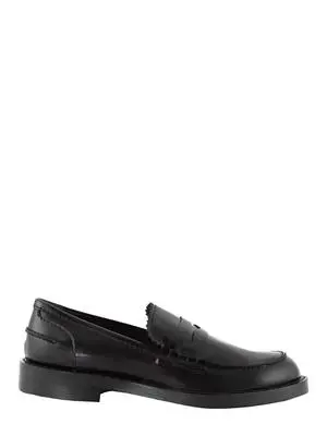 GUGLIELMO ROTTA Penny-stitched Leather Loafers - Black