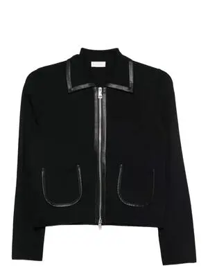 Liu Jo Leather-trimmed Zip-front Jacket - Black