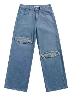 AREA Crystal-embellished Pocket Jeans - Blue