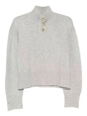BRANDON MAXWELL The Rowe High-Neck Button-Front Sweater