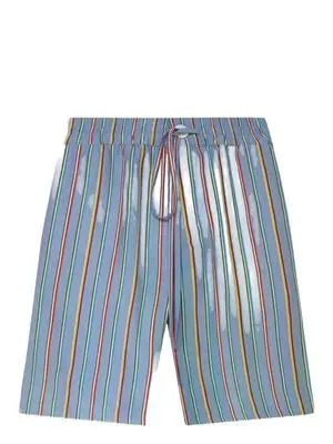 THE ELDER STATESMAN Striped Silk Shorts - Blue