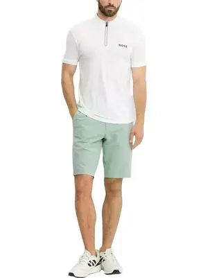 BOSS Zip-neck Textured Polo Shirt - White