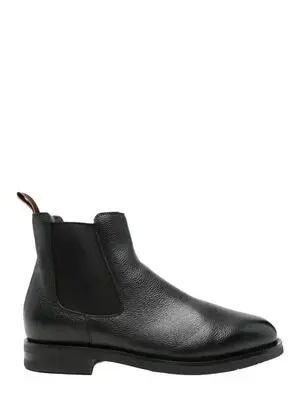 Santoni Elastic-panel Leather Boots - Black