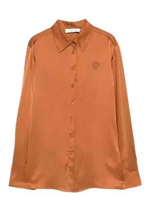 Zimmermann Embroidered Silk Shirt - Orange
