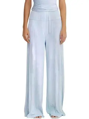 Significant Other Textured Wide-leg Trousers - Blue