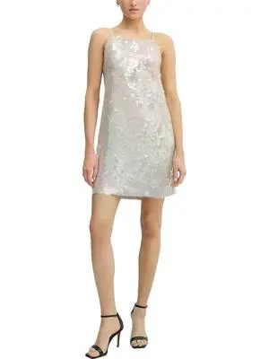 Sisley Sequin-embellished Spaghetti-strap Mini Dress - Grey