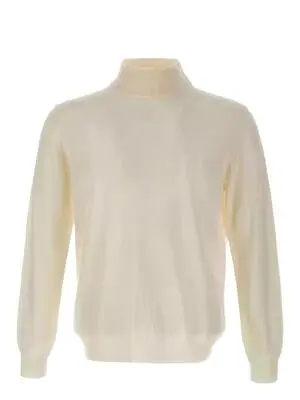 KANGRA Mock-Neck Ribbed-Cuff Sweater White