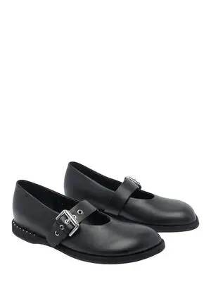 Premiata Buckle-detail Leather Ballet Flats - Black