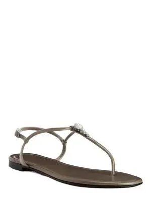 GIUSEPPE ZANOTTI Anyelle Rhinestone-embellished Flat Sandals - Grey