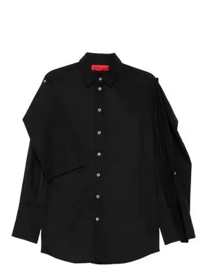 THELATEST Button-fastening Draped-sleeve Shirt - Black