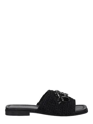 Inuikii Knitted Embellished Flat Sandals - Black