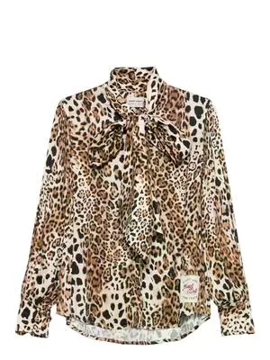 FRONT STREET 8 Leopard-print Self-tie Shirt - Brown