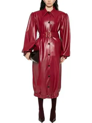 ROWEN ROSE Belted Puff-sleeve Coat - Red