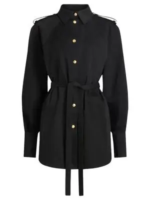 Patou Belted Shirt Mini Dress - Black
