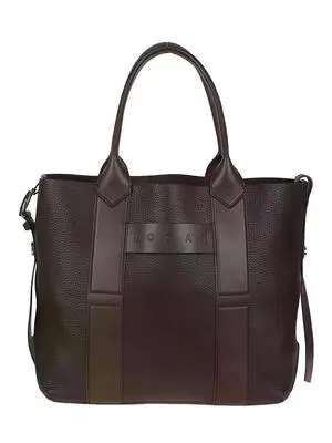 Hogan Leather Panelled Shoulder Bag - Brown