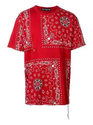 MASTERMIND WORLD Crew Neck Bandana Print T-shirt - Red