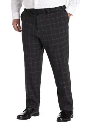 TALLIA Big & Tall Windowpane Suit Pants - Black