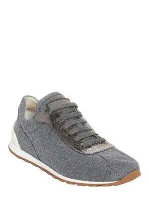 Brunello Cucinelli Mixed Media Runner Sneakers - C003 Charcoal