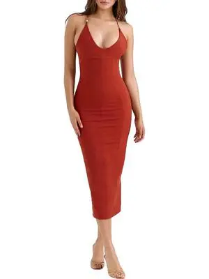 House Of Cb Ria Body-con Midi Dress - Terracotta
