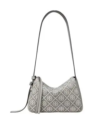 Tory Burch T Monogram Canvas Shoulder Bag Gray