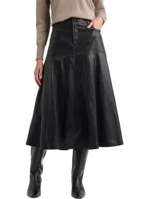 Kobi Halperin Rhea Faux Leather Midi Skirt - Black