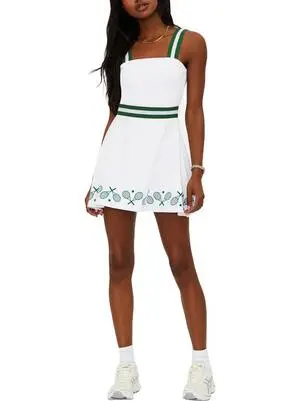 Beach Riot Miriam Active Skirted Romper - Racquet White