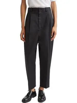 Partow Rosen Pleated Cotton Stretch Twill Pants - Black