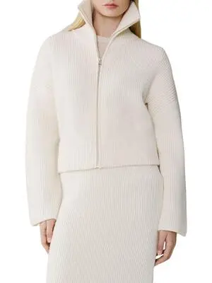 Soia & Kyo Noelle Ribbed Wool Blend Cardigan - Powder