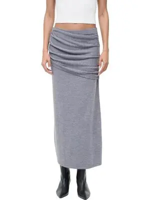 Staud Wilma Merino Wool Skirt - Heather Grey