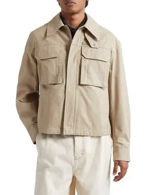 Ami Cotton Gabardine Worker Jacket - Cafe Creme