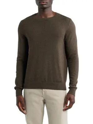 Nordstrom Crewneck Cotton & Cashmere Sweater - Brown Desert Heather