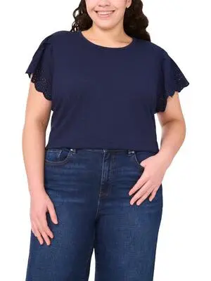 CECE DUPRAZ Eyelet Sleeve Top - Classic Navy