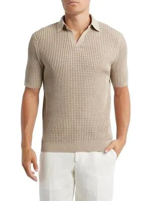 REISS Merit Cotton Blend Polo - Light Camel Brown